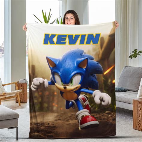 Personalized Sonic The Hedgehog Blanket Custom Sonic Blanket Sonic