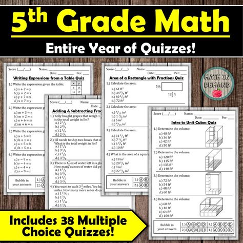 5th Grade Math Multiple Choice Quizzes Math In Demand