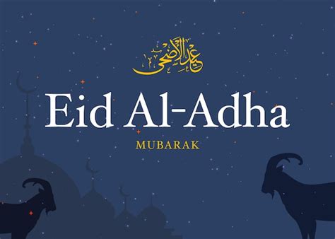 Premium Vector Happy Eid Al Adha Mubarak Celebration Banner With Moon And Goat Paper Cut