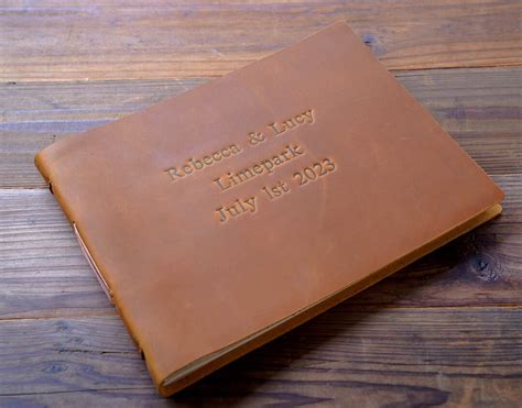 Personalized Photo Scrapbook Leather Guestbook Our Memories Book T