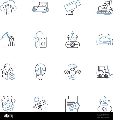 Gravity Line Icons Collection Force Motion Attraction Mass Space