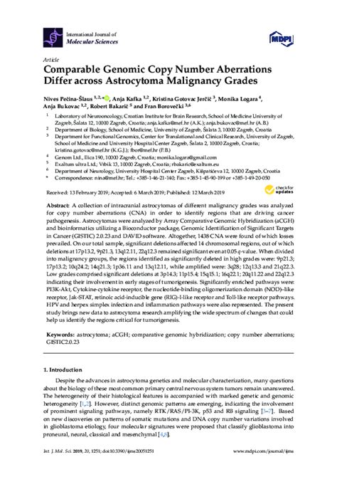 Pdf Genomic Aberrations In Astrocytoma Grades