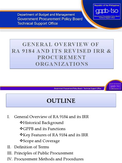 Ra 9184 Overview Procurement Law And Organizations Pdf Procurement