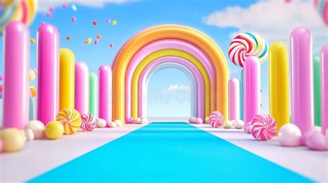 Candyland Rainbow Archway Background Sweet Whimsical Scene Candy