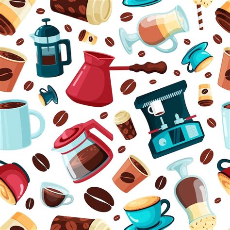 Premium Vector Coffee Pattern Seamless Background With Coffee Beans