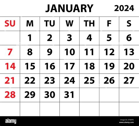 Calendar 2024 January Designs