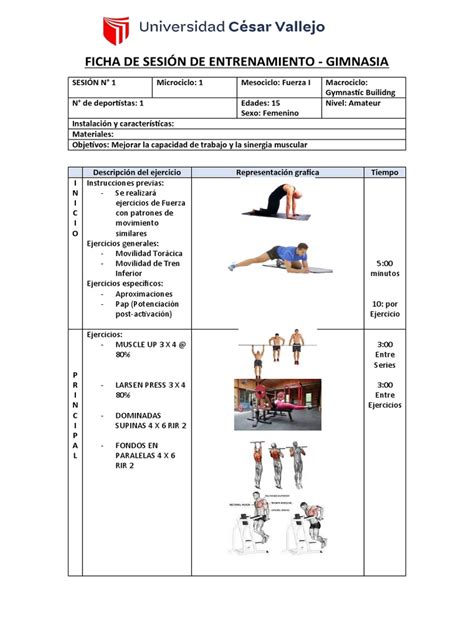 Ficha De Sesión De Entrenamiento Pdf