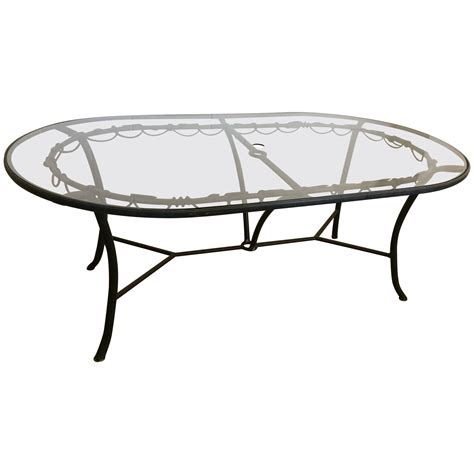 Elegant Cast Aluminum And Glass Oval Outdoor Patio Dining Table At