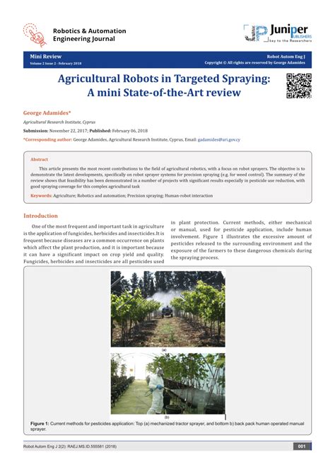 Pdf Agricultural Robots In Targeted Spraying A Mini State Of The Art