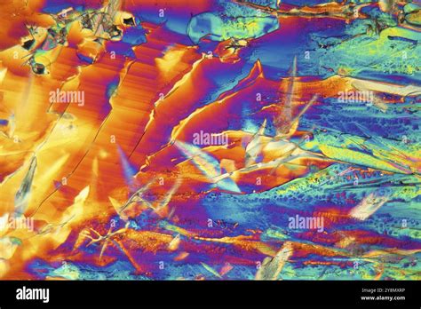 Potassium Hydroxide Under The Microscope And In Polarised Light Stock