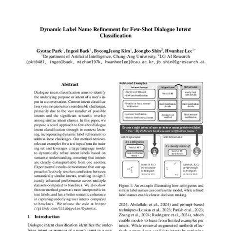 Dynamic Label Name Refinement For Few Shot Dialogue Intent Classification Acl Anthology