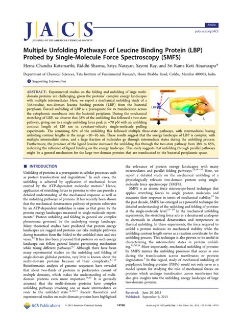 Narayan Et Al 2013 Multiple Unfolding Pathways Of Leucine Binding