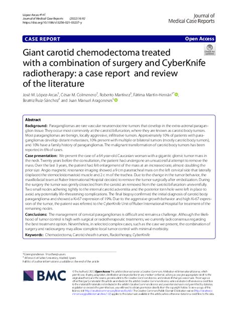 Pdf Giant Carotid Chemodectoma Treated With A Combination Of Surgery
