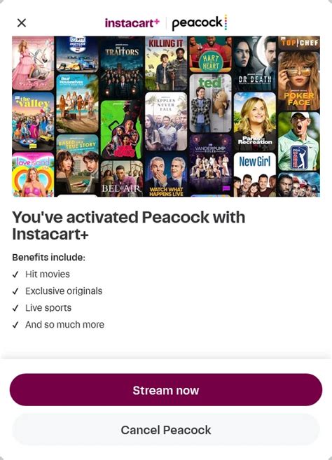 Get Peacock Free With Instacart Subscription