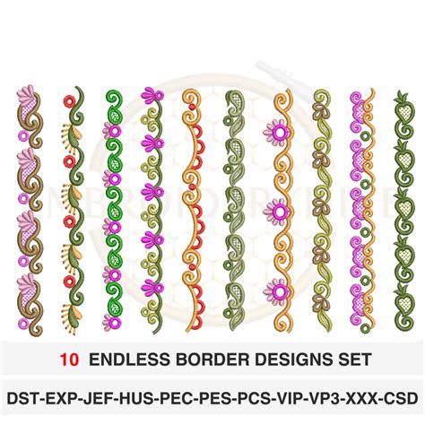 10 Embroidery Border Designs Bundleb 0004 Embroideryhive