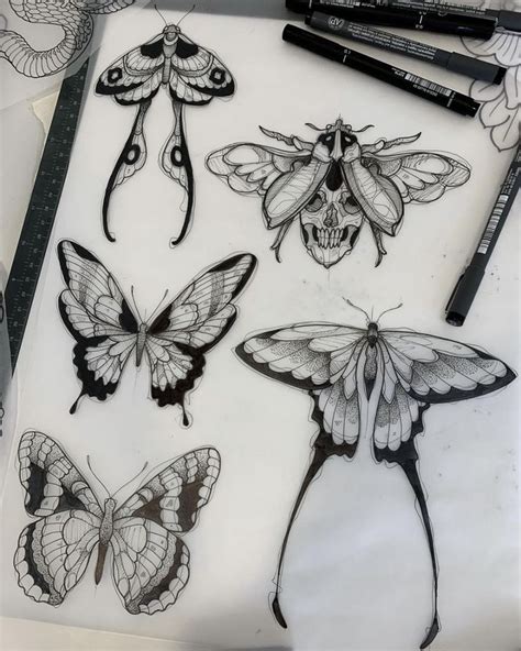 Blackwork Tattoo Designs Seven Echek Sphinx Moth Tattoo Skeleton