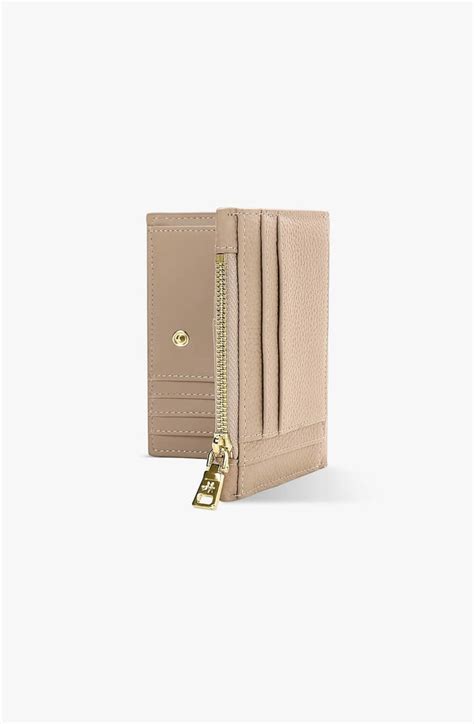 Aly Card Wallet Leather Taupe Gold Bymaay