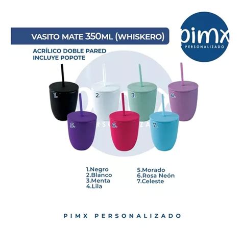 Vaso Tipo Whiskero 350ml Sin Personalizar Acrílico Popote Mercadolibre