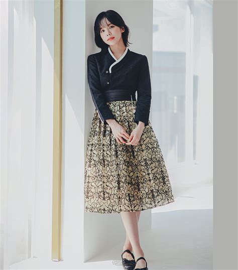 Black Modern Hanbok Jeogori Handmade Korean Hanbok Modern Hanbok