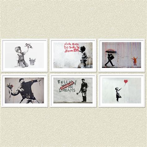Banksy Print Set Of 6 Banksy Poster Banksy Wall Art Street Art