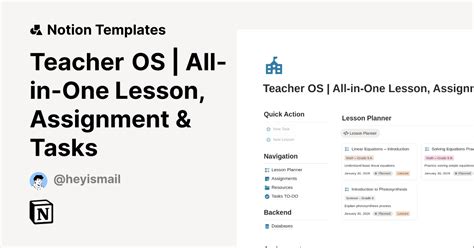 Teacher Os All In One Lesson Assignment And Tasks Template Notion