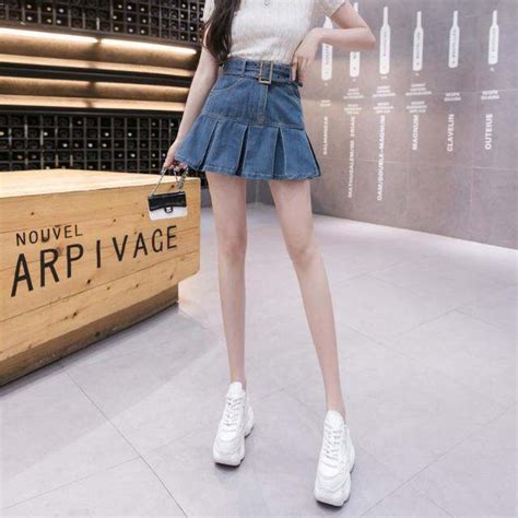 Noyi Maong Palda Pambabae High Waist Palda Maong Palda Mini Palda Para