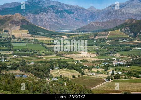 A Wide Open View Of The Vineyards Of Franschhoeks Wine Valley