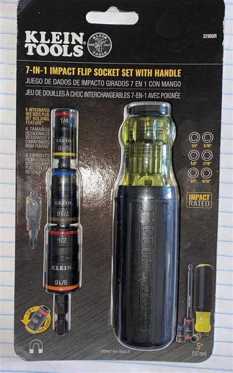 Klein Tools 32910 7 In 1 Impact Rated Flip Socket Set With Handle Ebay