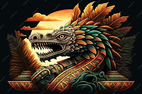 Quetzalcoatl Symbol Illustration Premium Ai Generated Image