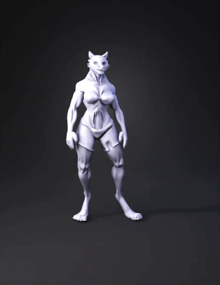 3d Model Female Anthro Wolf With A Toned Body A Full Body With