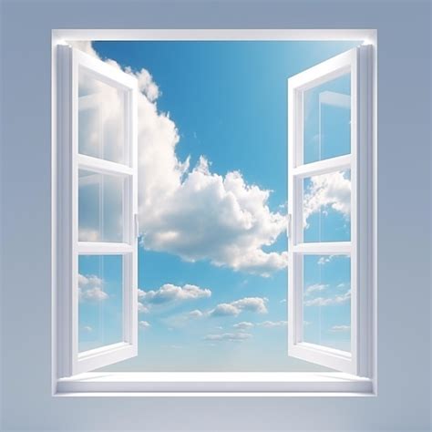 Premium Photo White Window With Blue Sky