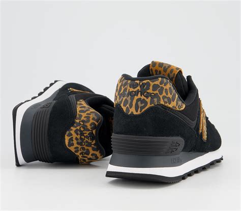 New Balance 574 Trainers Black Leopard Womens Trainers