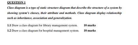 Solved OUESTION Class Diagram Is A Type Of Static Chegg
