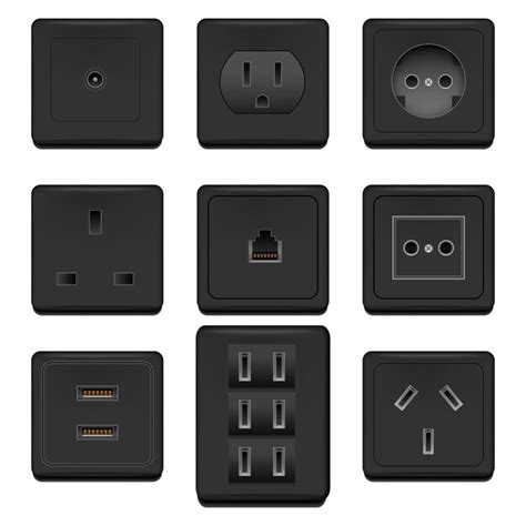 Premium Vector Realistic Detailed 3d Blank Socket And Switch Template