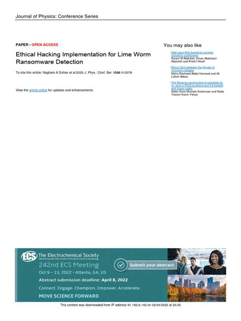 Ethical Hacking Implementation For Lime Worm Ransomware Detection Download Free Pdf Malware