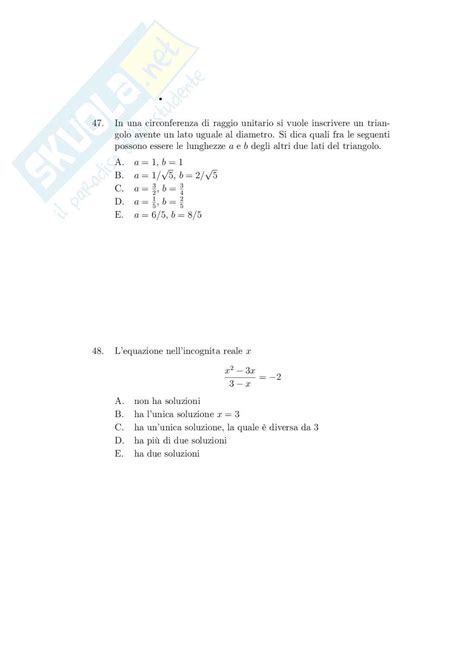 Test Di Ingegneria 1999 2000 Prova Cisia