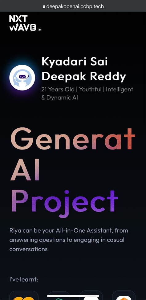 Deepak Reddy On Linkedin Generativeai Tools Ai Chatbotdevelopment Rahulattuluri Nxtwave…