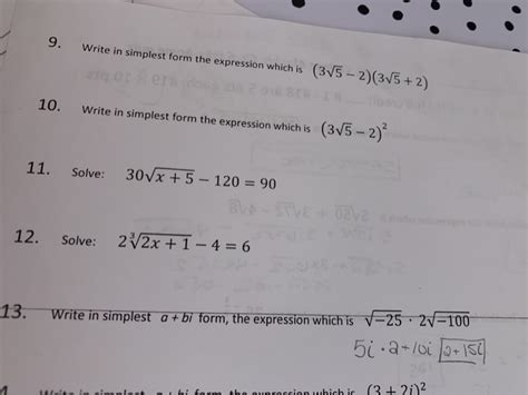 Solved 9 Write In Simplest Form The Expression Which Is