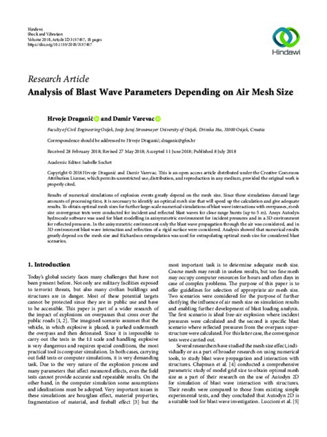 Pdf Analysis Of Blast Wave Parameters Depending On Air Mesh Size