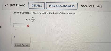 solved use the squeeze theorem to find the limit of the