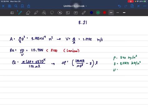 Oil of S G and a kinematic viscosity ν m s flows through the vertical pipe