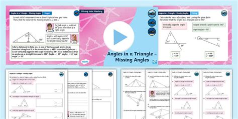 👉 Y6 Dim Step 6 Angles In A Triangle Missing Angles Pack