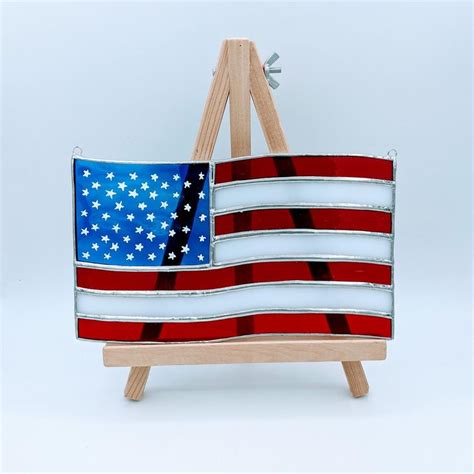 Stained Glass American Flag Stained Glass Flag Veterans Etsy