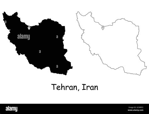 Tehran Iran Detailed Country Map With Location Pin On Capital City Black Silhouette And