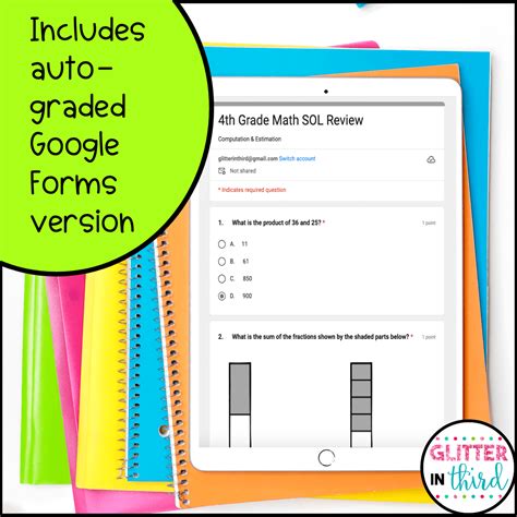 4th Grade Math Sol Review Practice Glitter In Third