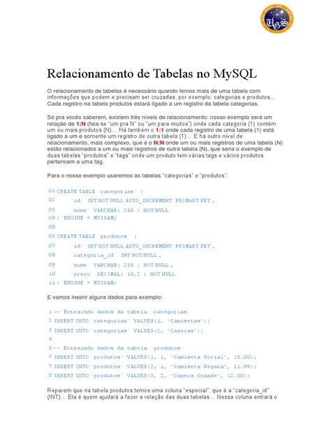 Relacionamento De Tabelas No Mysql Uma Abordagem Passo A Passo Para Entender Os Diferentes