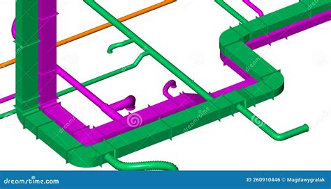 Bim Ventilation System Design 3d Illustration Stock Illustration Illustration Of Steel