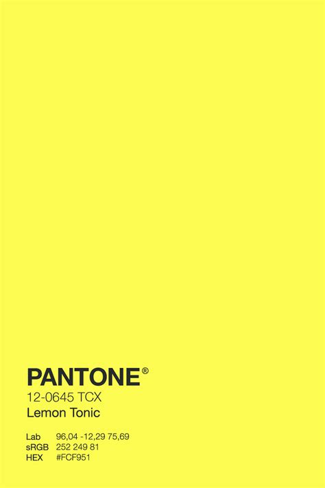 Pantone Lemon Tonic In 2025 Pantone Yellow Pantone Tonic