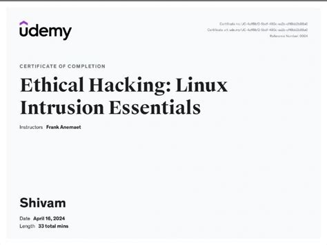 Ethicalhacking Linux Cybersecurity Udemycertified Digitaldefense Shivam Bhalerao