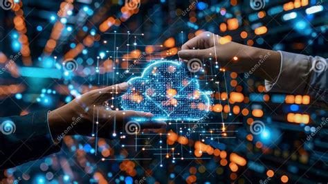 Businesspeople Collaborating On Cloud Computing Data Sharing And